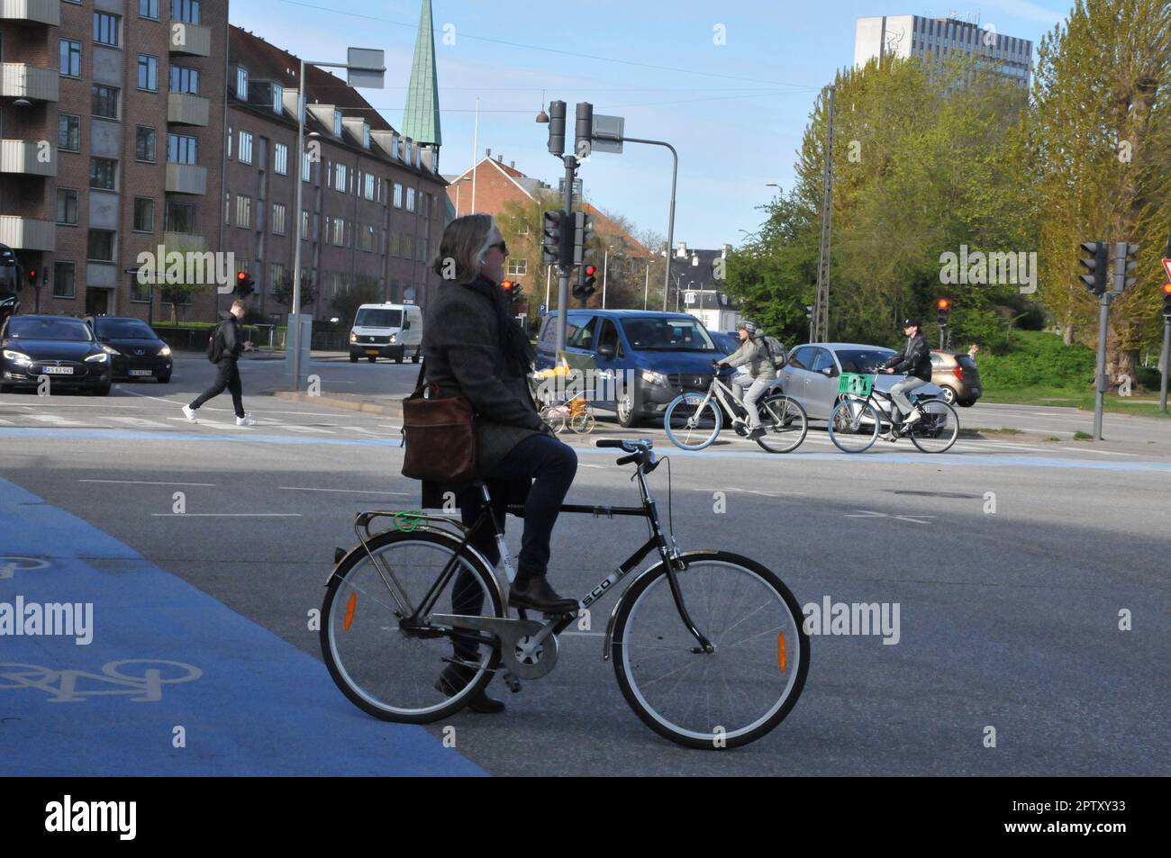 Copenhagen /Denmark/28 April 2023/ Danes ride bieks on bike lane in ...