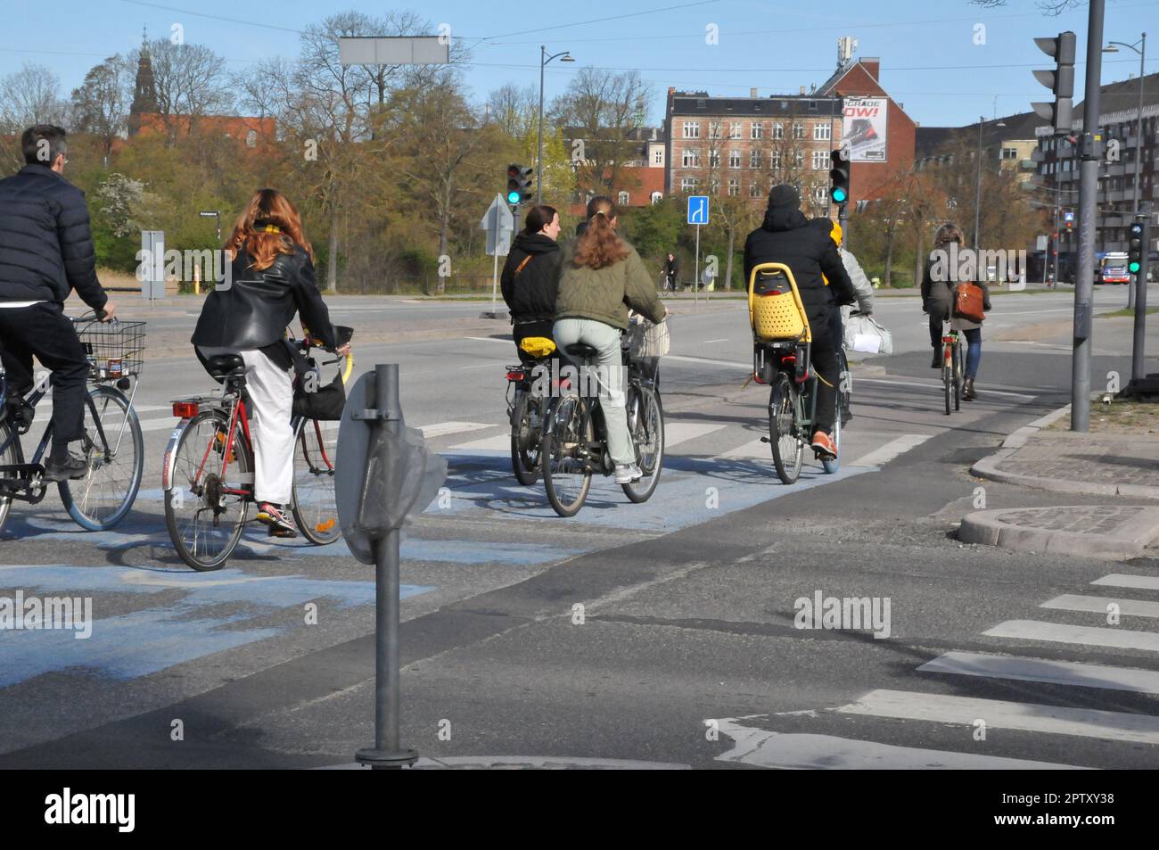 Copenhagen /Denmark/28 April 2023/ Danes ride bieks on bike lane in ...