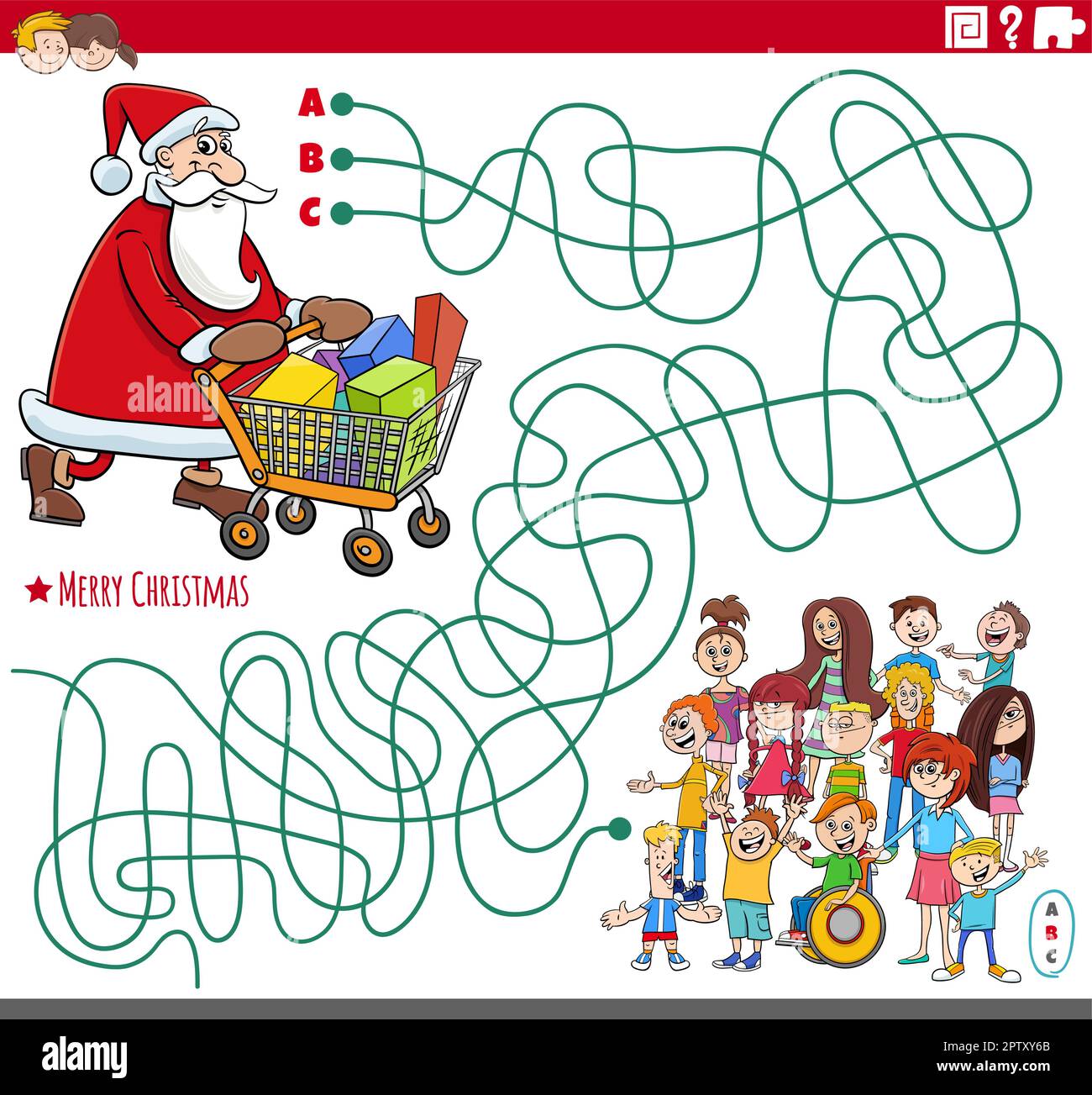 maze game with cartoon Santa Claus with gifts and children Stock Vector Image & Art - Alamy