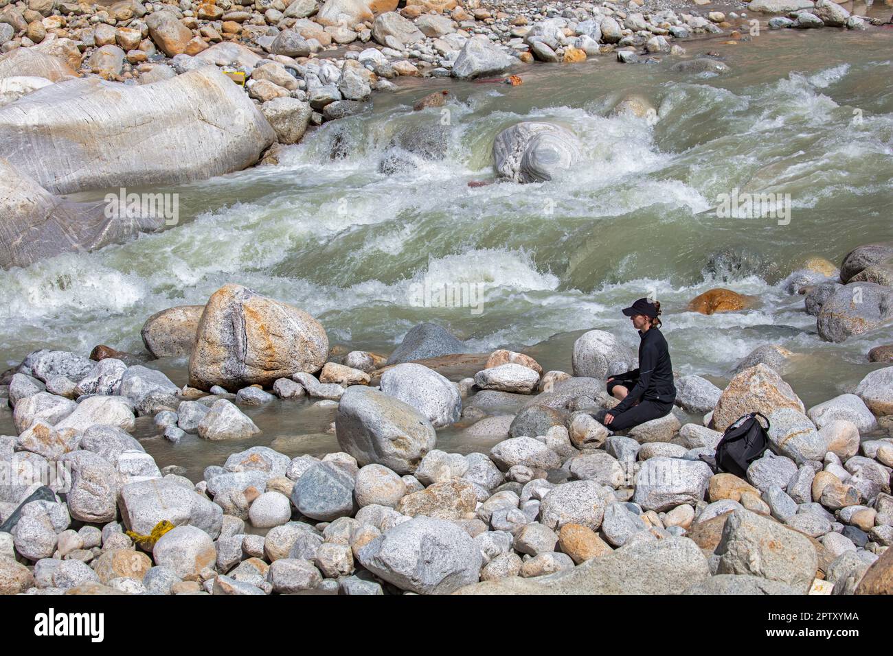 India, Uttarakhand, Gangotri. Himalaya. Pilgrimage site. Bhagirathi ...