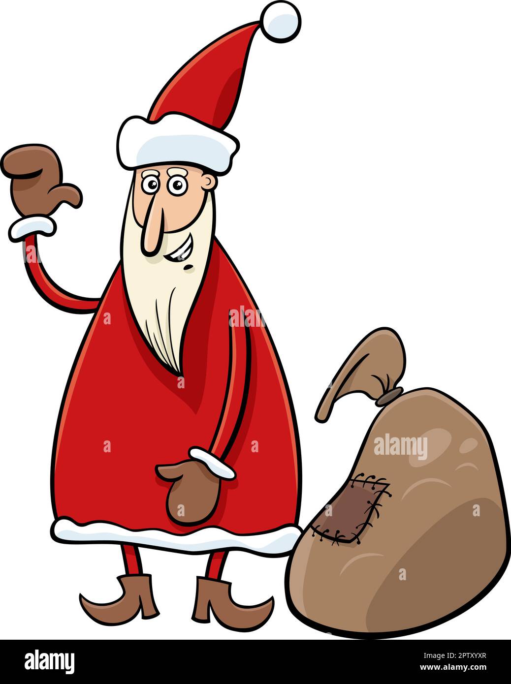 cartoon Santa Claus with sack of Christmas presents Stock Vector Image ...