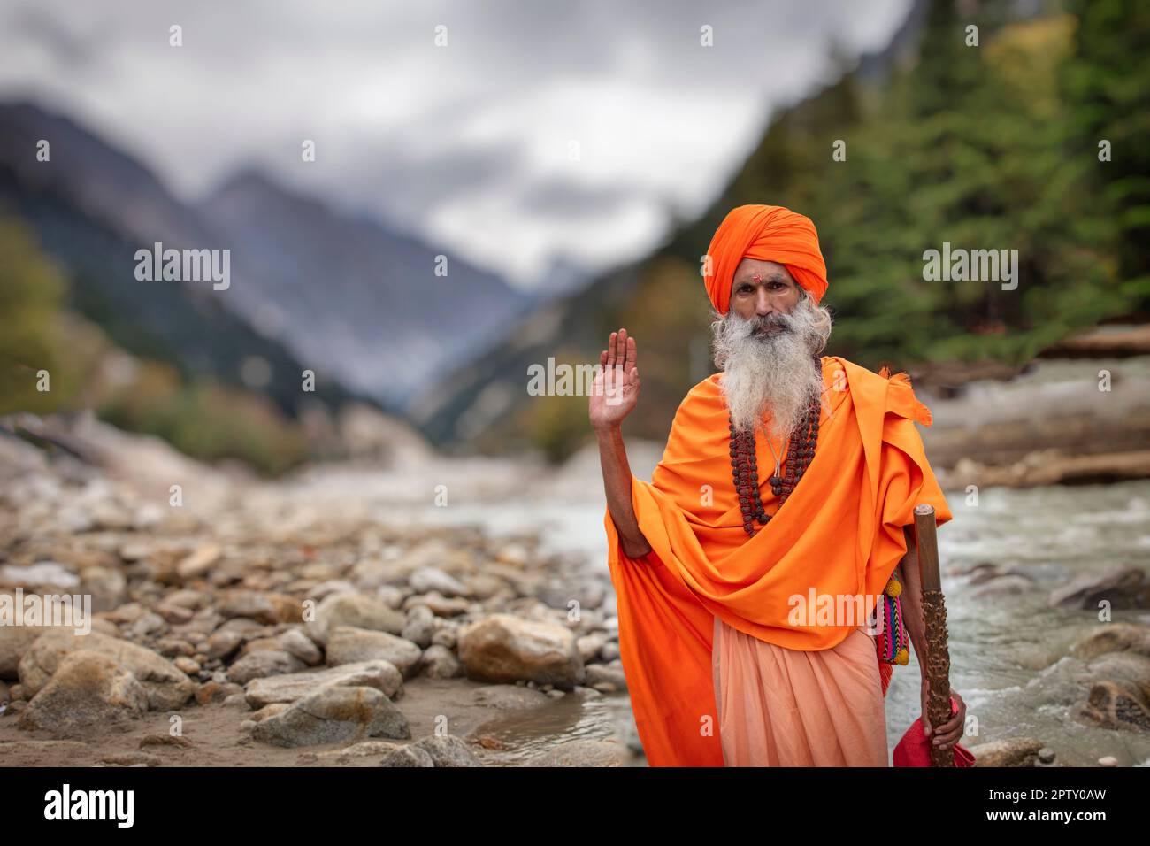 India, Uttarakhand, Gangotri. Himalaya. Pilgrimage site. Bhagirathi ...
