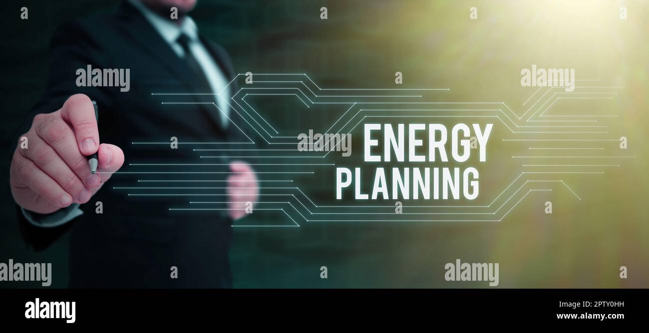 Hand writing sign Energy Planning, Business approach making of a ...