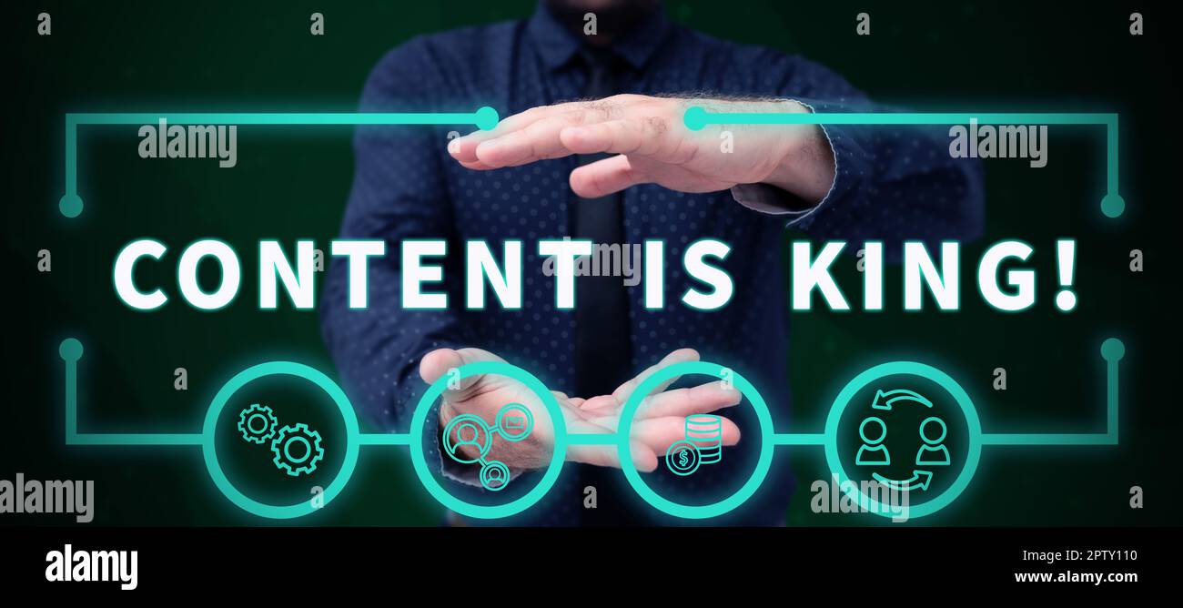 Inspiration showing sign Content Is King, Concept meaning Marketing ...