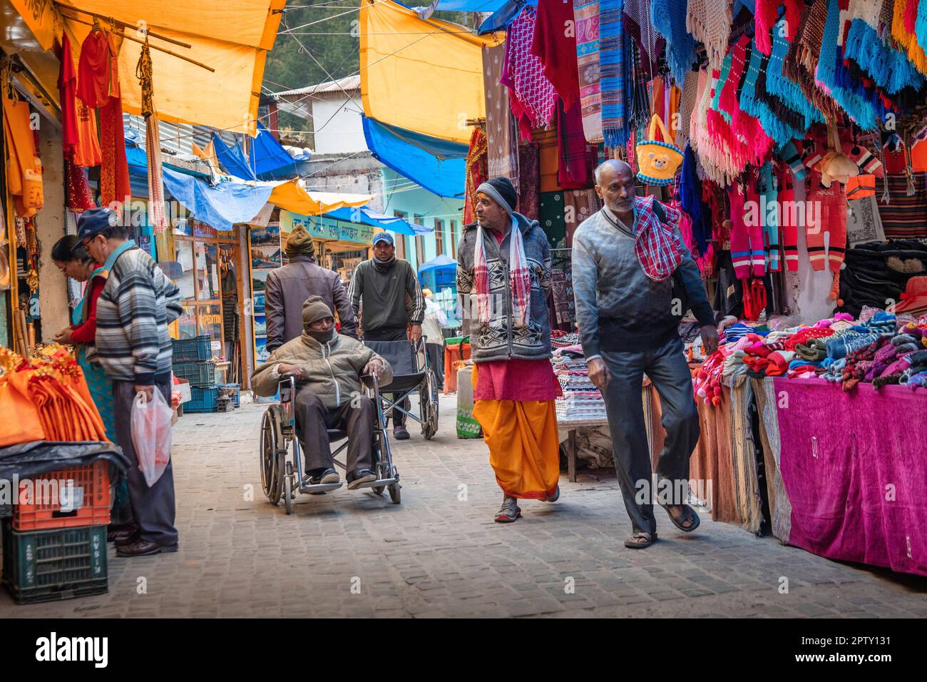 India, Uttarakhand, Gangotri. Himalaya. Pilgrimage site. Bhagirathi ...