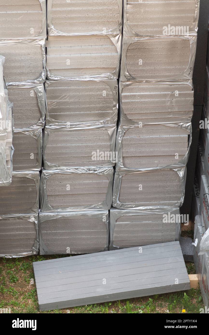 Insulating Panel Polystyrene Packs at Construction Site Stock Photo - Alamy