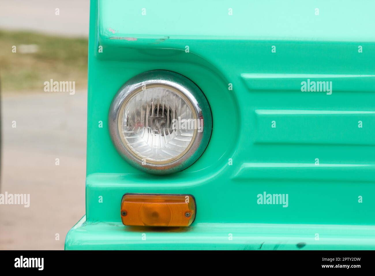 Lights in front of a vintage car with a unique sphere Stock Photo - Alamy