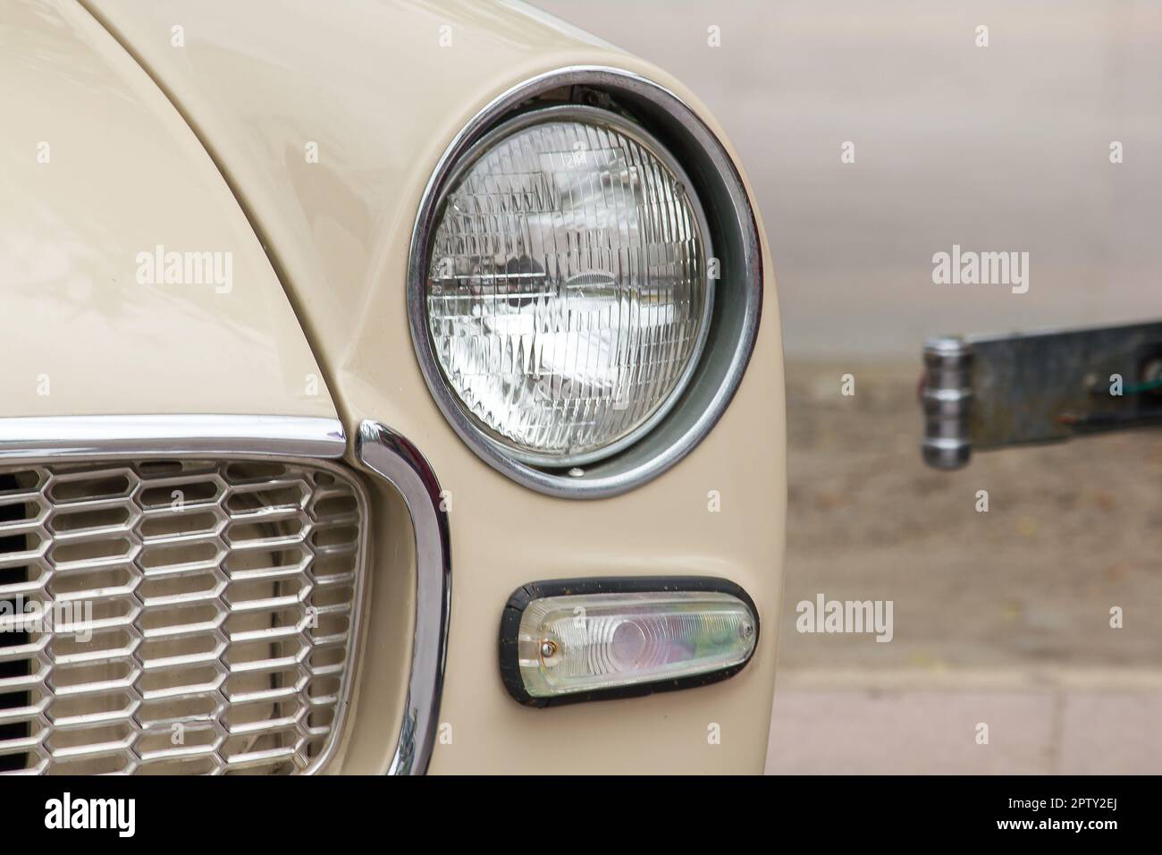 Lights in front of a vintage car with a unique sphere Stock Photo - Alamy