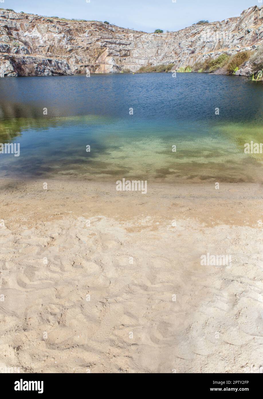 Old quarry of Alcantara now used as natural swimming pool, Caceres ...