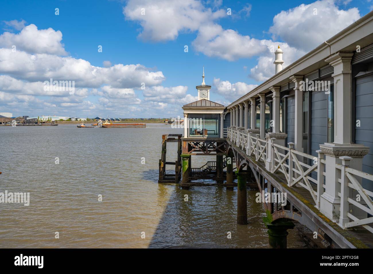 The old town Pier Gravesend Kent ion a sunny spring morning Stock Photo ...