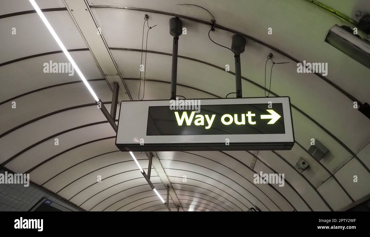 Way out sign in a subway station Stock Photo - Alamy