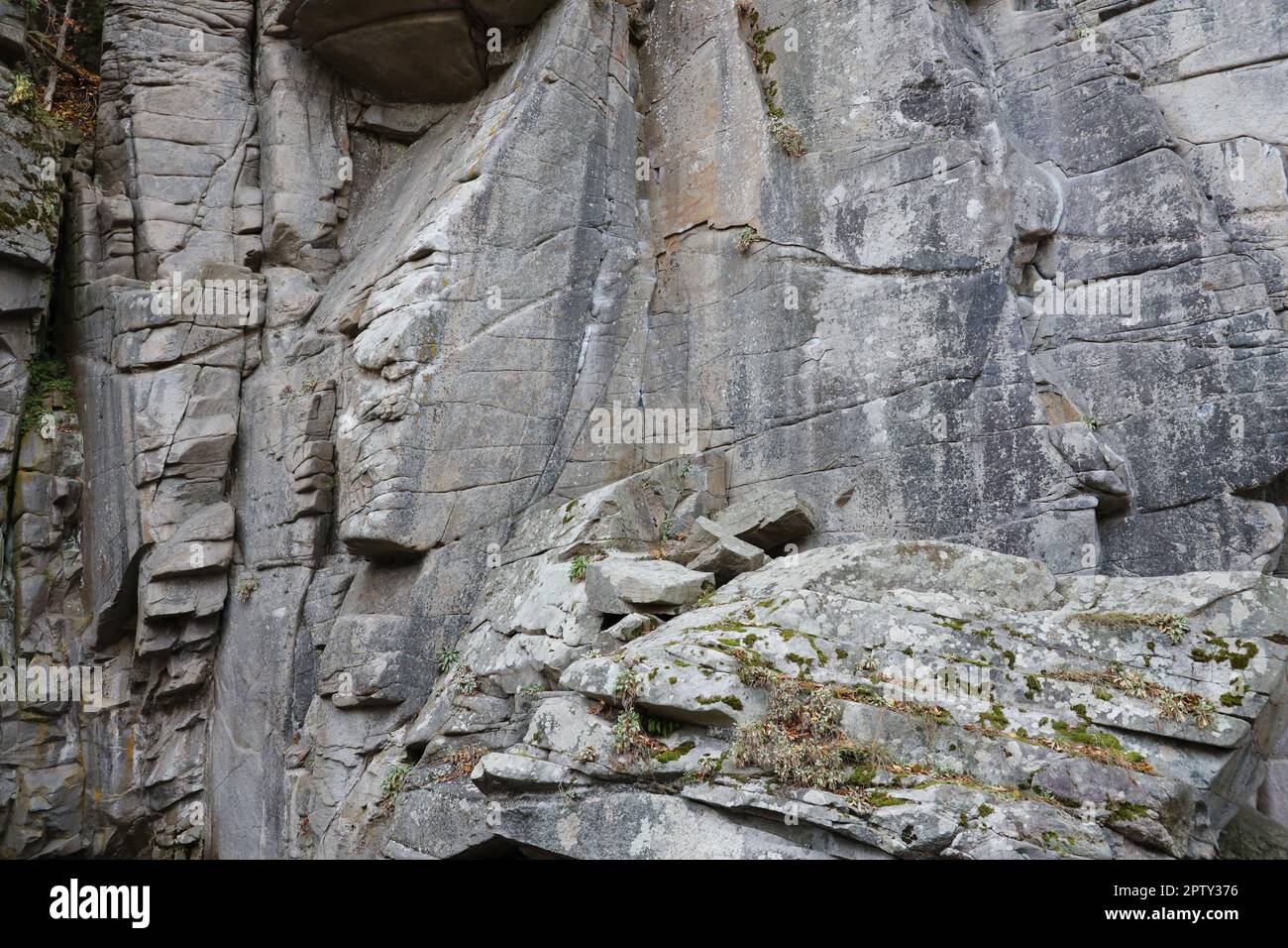 Light coarse natural rock stone background. Mining cliff rough front ...