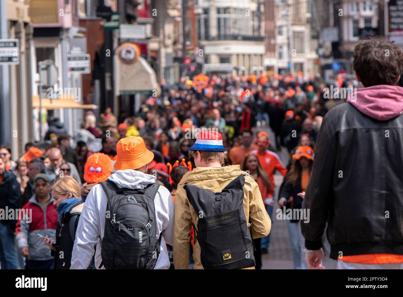 Crowd Walking In The Leidsestraat During Kingsday At Amsterdam The ...
