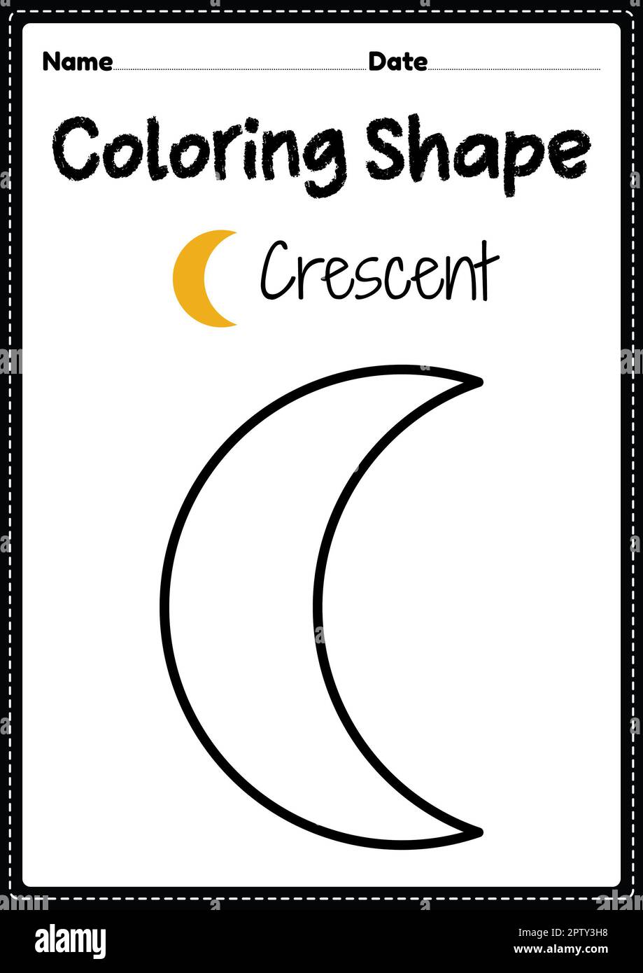 Crescent coloring page for preschool, kindergarten & Montessori kids to ...