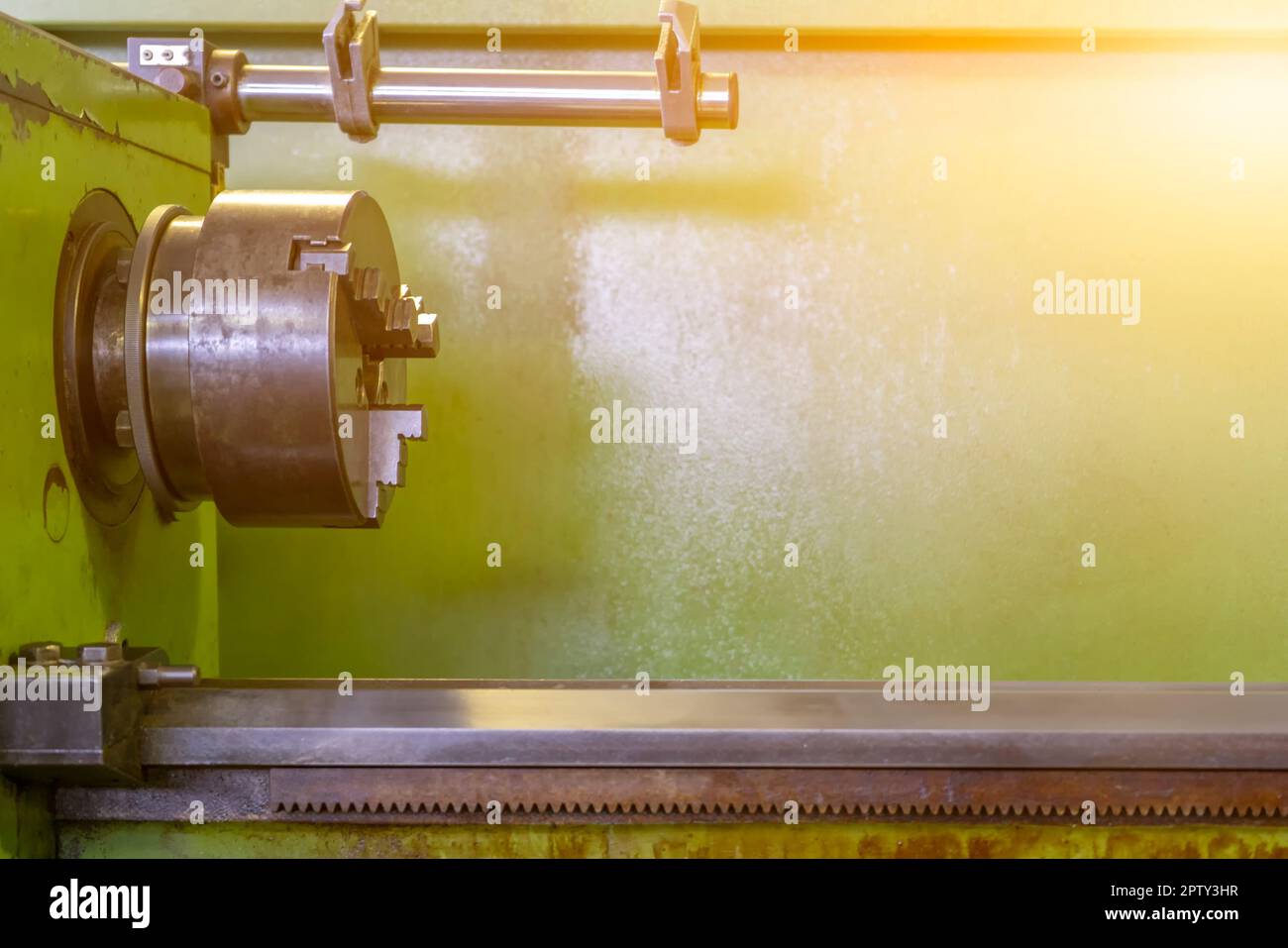 CNC turning spindle and old machine lathe Stock Photo - Alamy