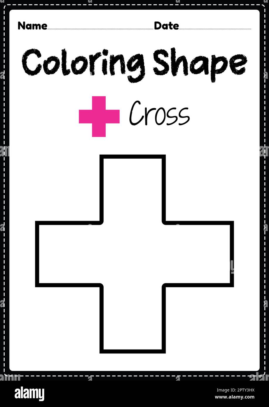 Cross coloring page for preschool, kindergarten & Montessori kids to ...