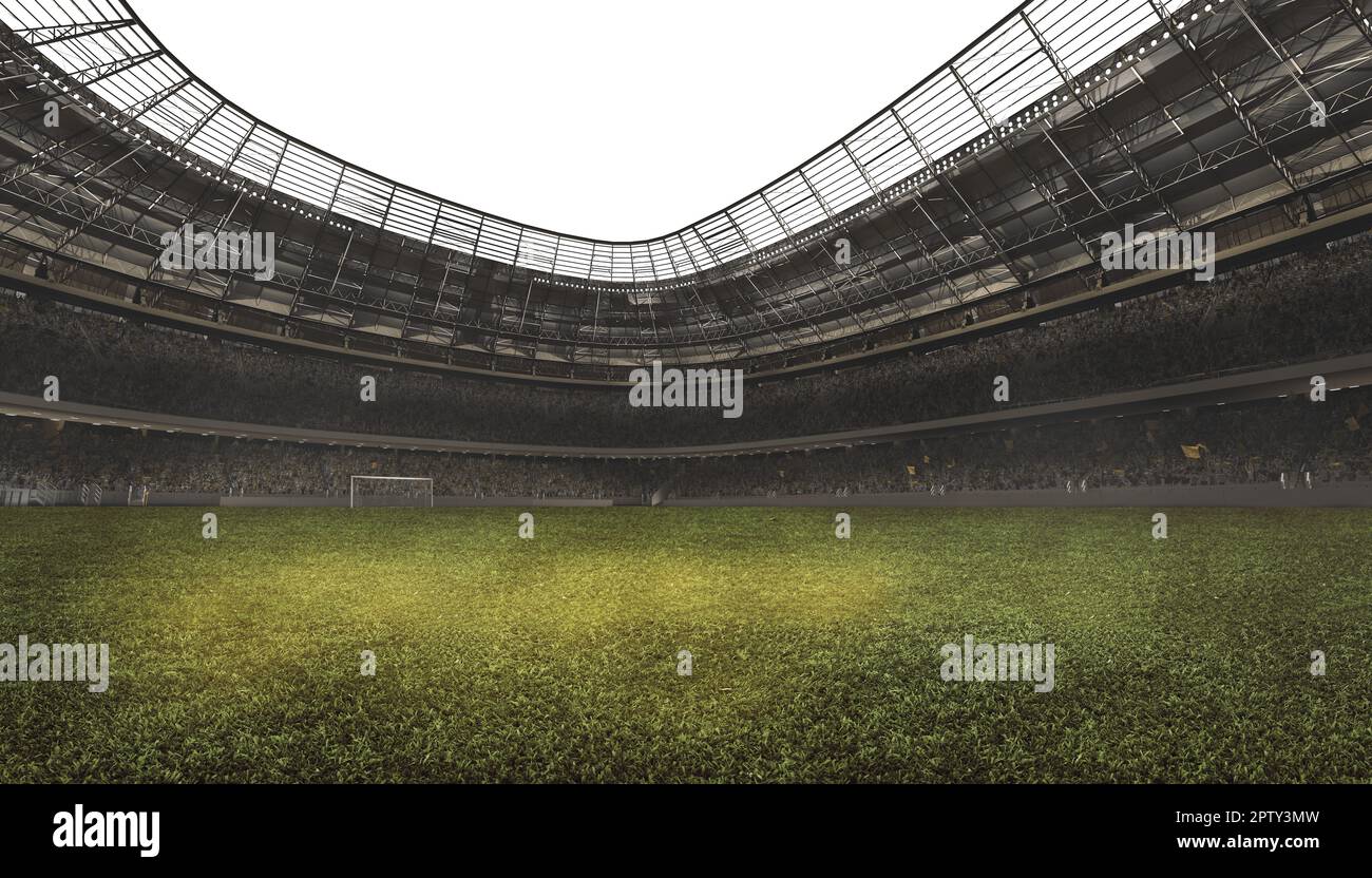 Modern soccer stadium view with green grass Stock Photo - Alamy