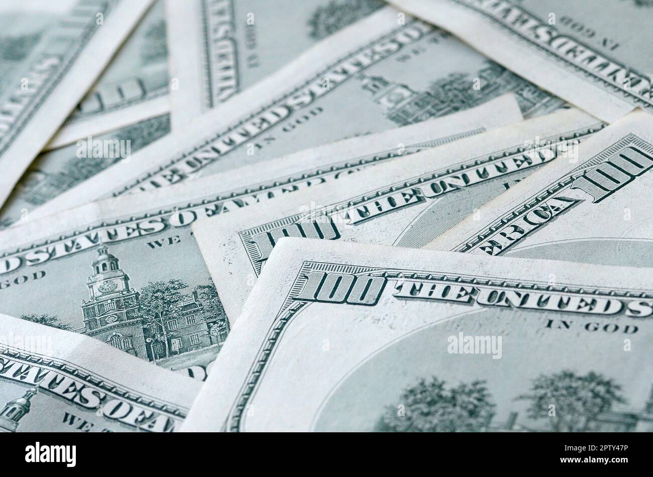 Background of 100 dollar bills. Abstract textured backdrop with many ...