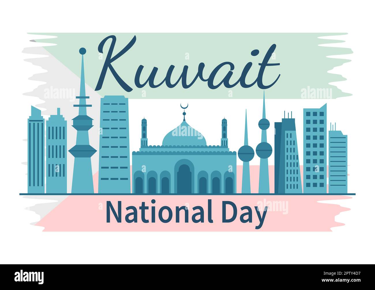 National Kuwait Day on February 25th with Waving Flag and Independence ...