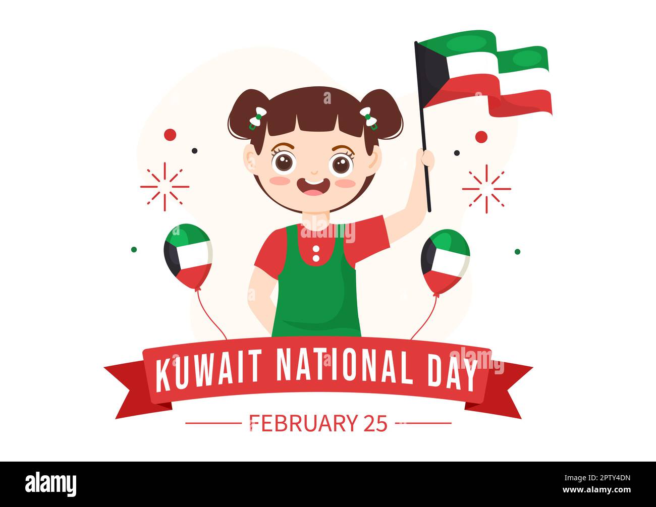 National Kuwait Day on February 25th with Kids Waving a Flag and ...