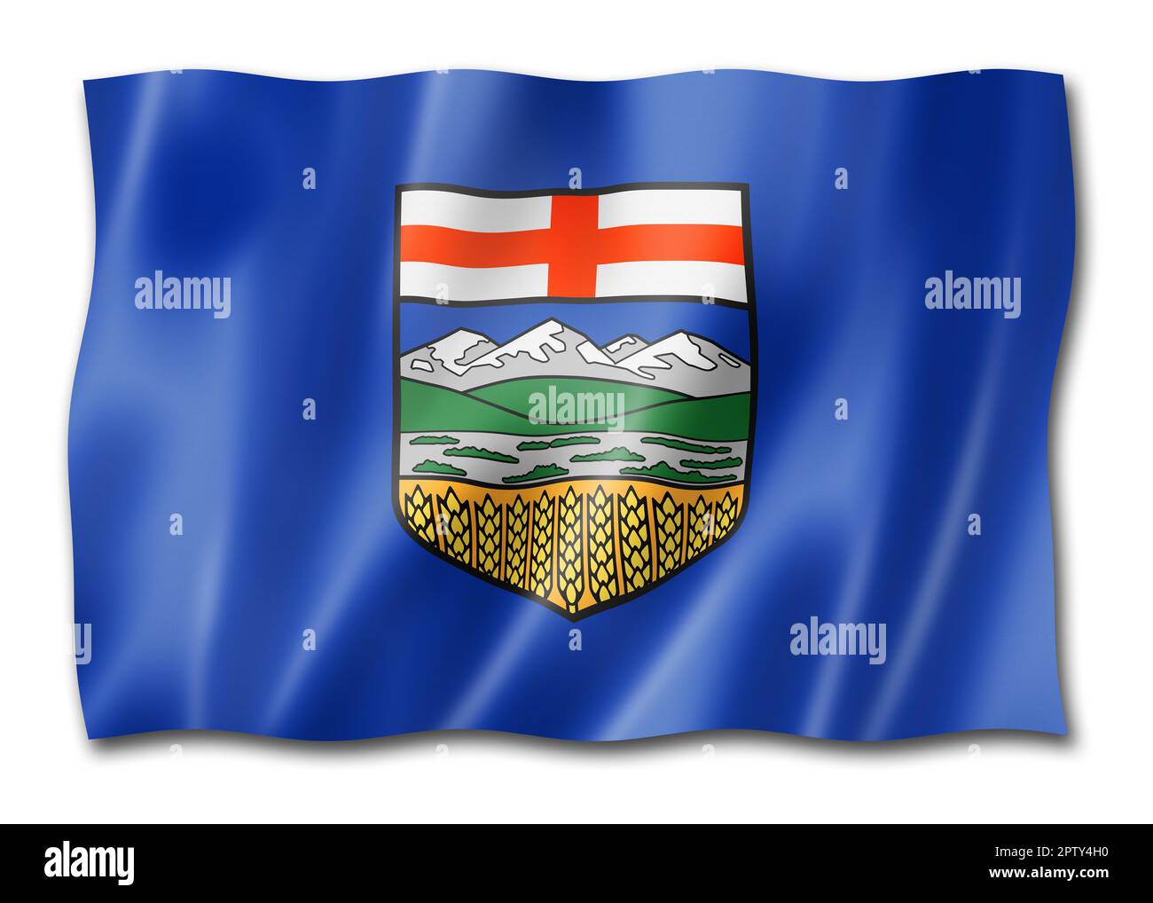 Alberta province flag, Canada waving banner collection. 3D illustration ...