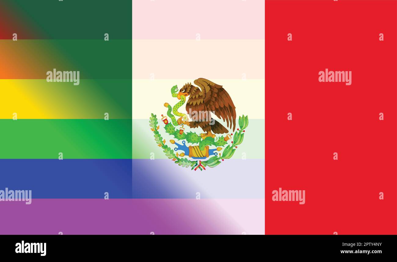 Mexican Flag Faded With LGBT Rainbow Stock Vector Image & Art - Alamy