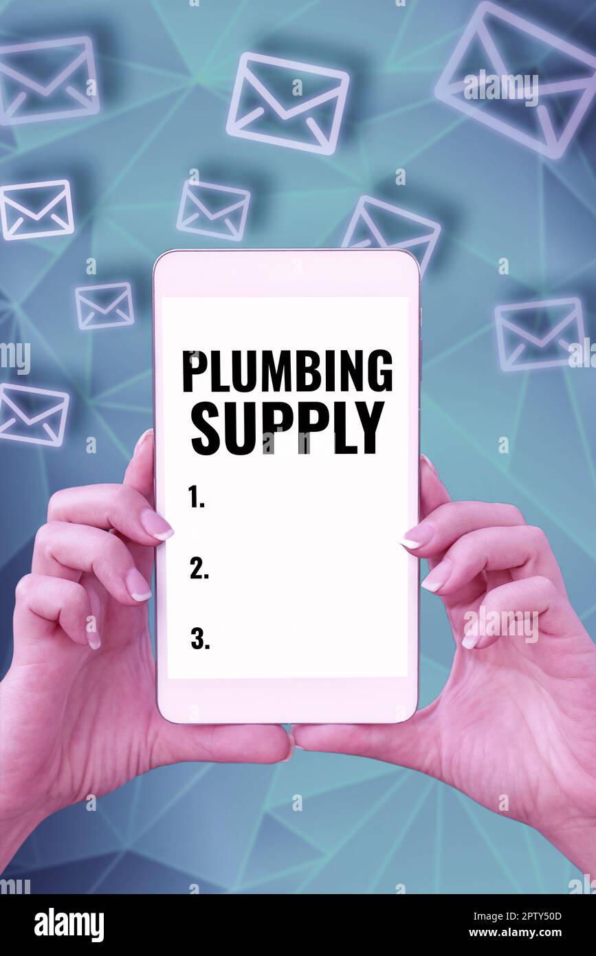 Writing displaying text Plumbing Supply, Word Written on tubes or pipes ...