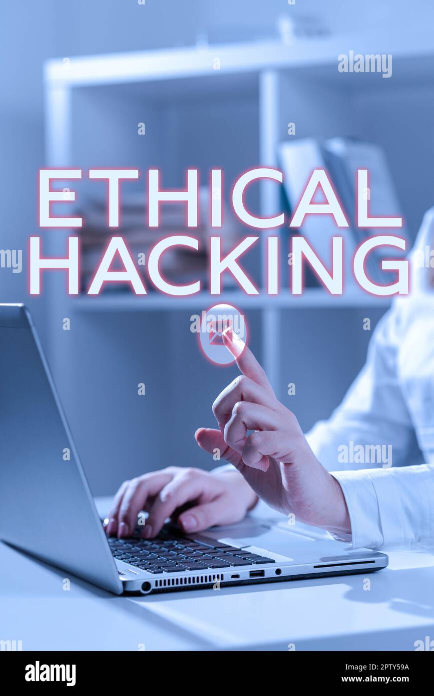 Text sign showing Ethical Hacking, Word for act of locating weaknesses ...