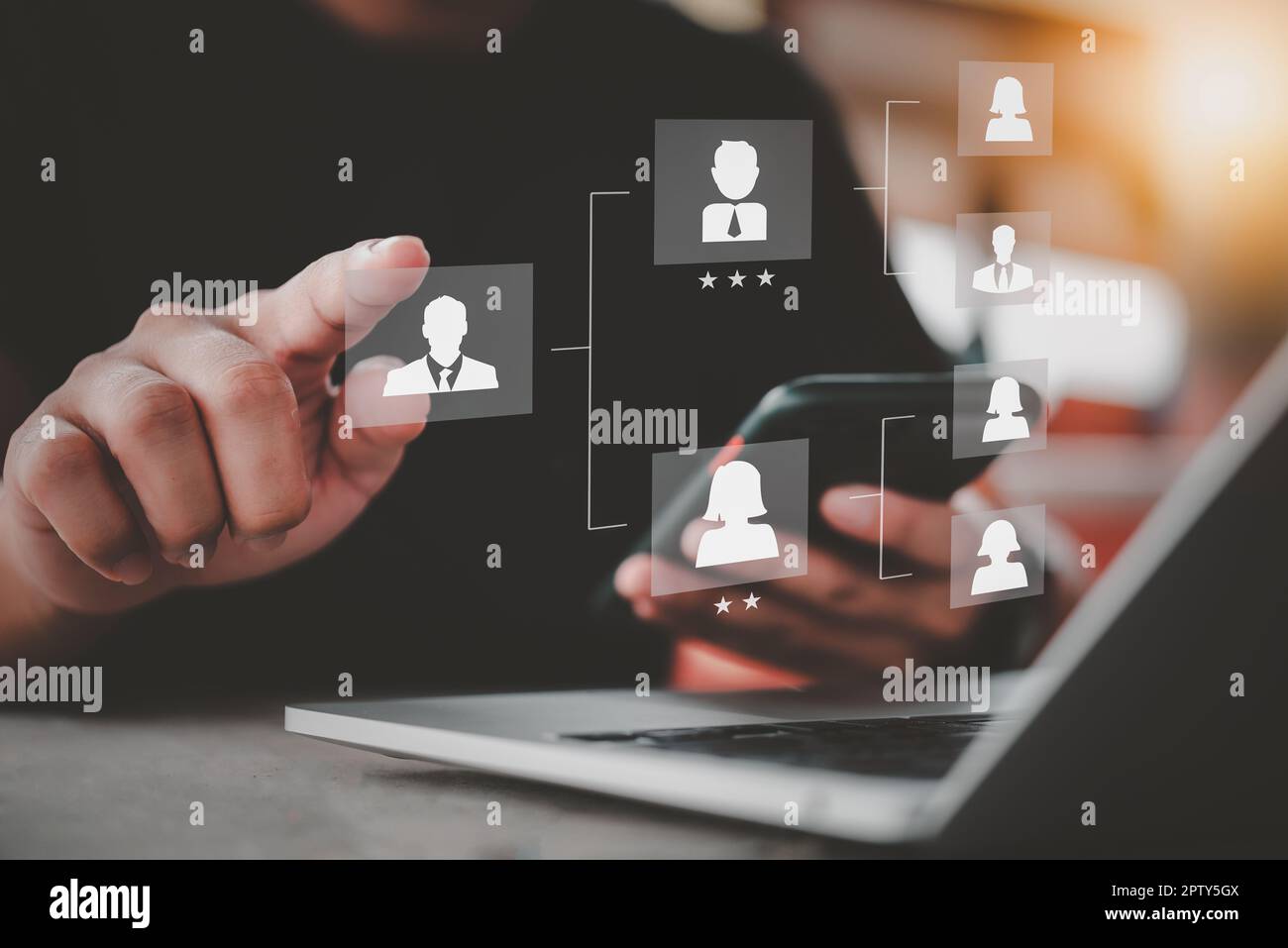 Human resources manager working with HR organizational diagram mindmap ...