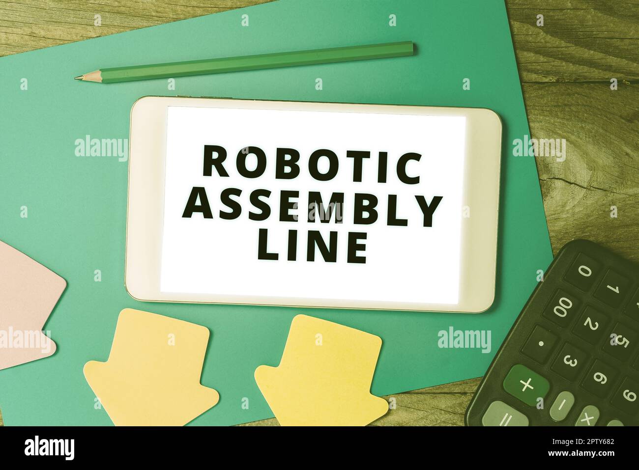 Conceptual caption Robotic Assembly Line, Business idea use to increase ...