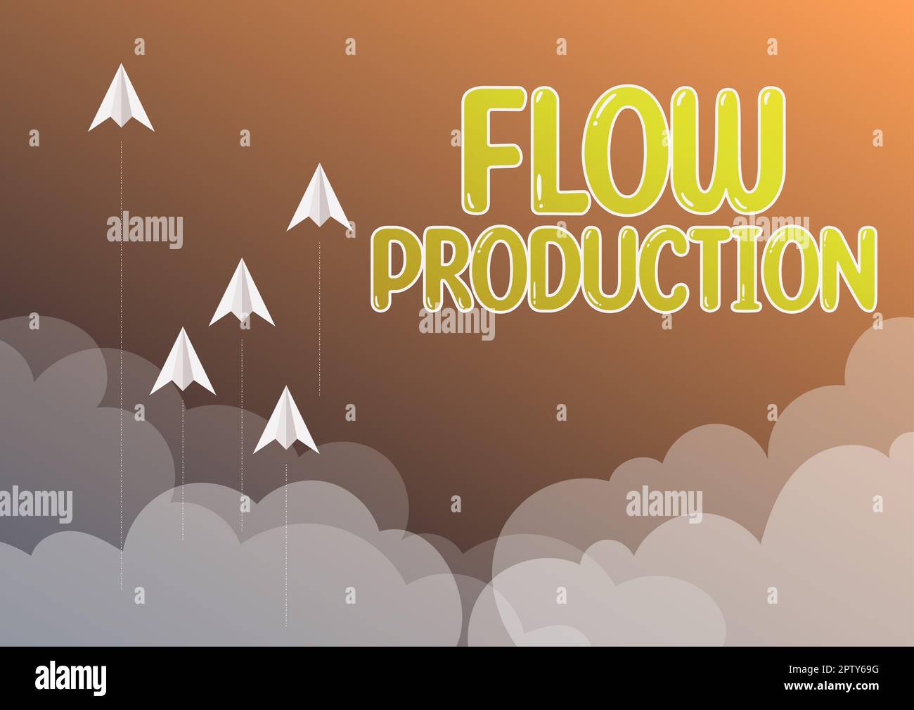Hand writing sign Flow Production, Business overview items are produced ...