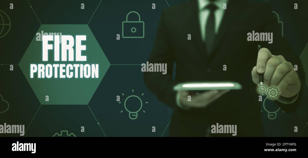 Text caption presenting Fire Protection, Business overview measures ...