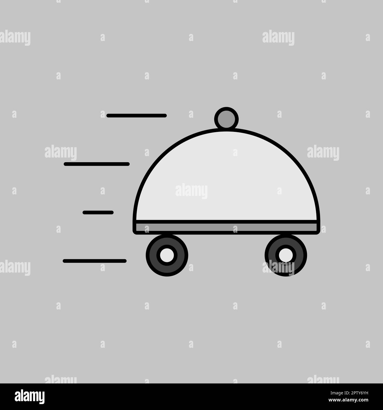 Food delivery with dish vector grayscale icon. Delivery sign. Graph ...