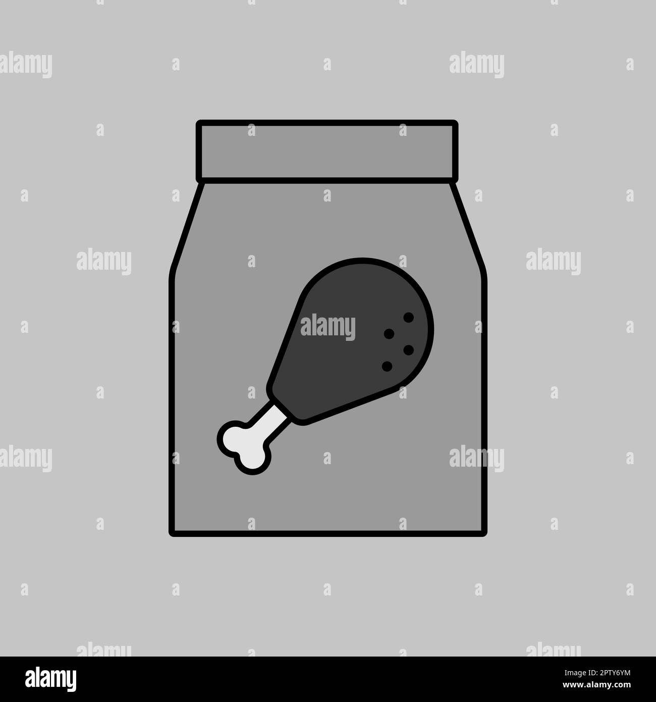 Paper bag with food vector grayscale icon. Leg chicken symbol. Delivery ...