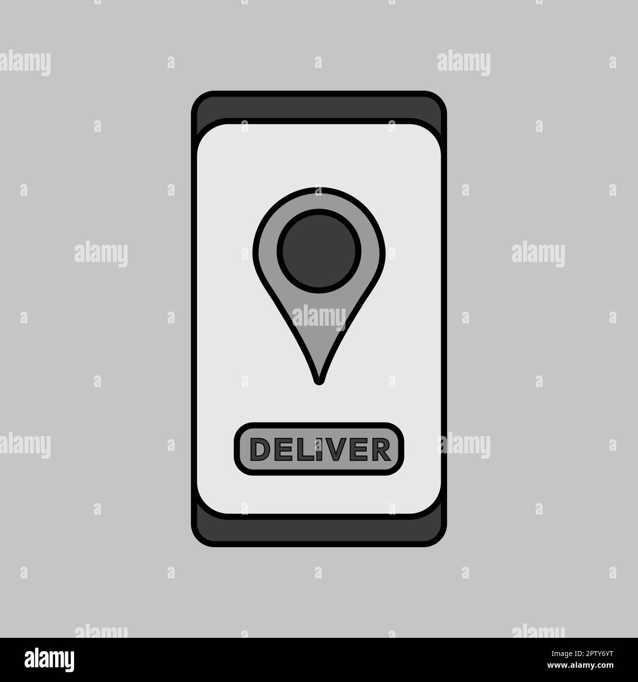 Fast food delivery service vector grayscale icon. Pin map symbol ...