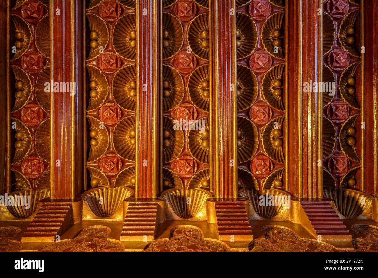 Detail of an ornate ceiling inside the Casa Vicens designed by Gaudi ...