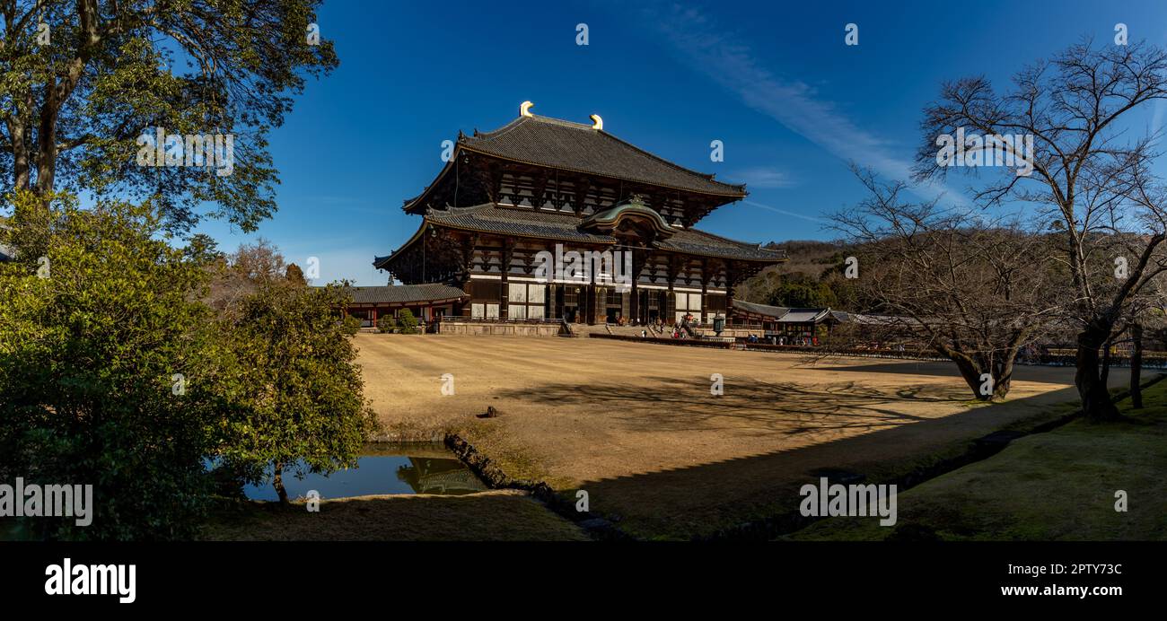A panorama picture of the Great Buddha Hall, the largest wooden ...
