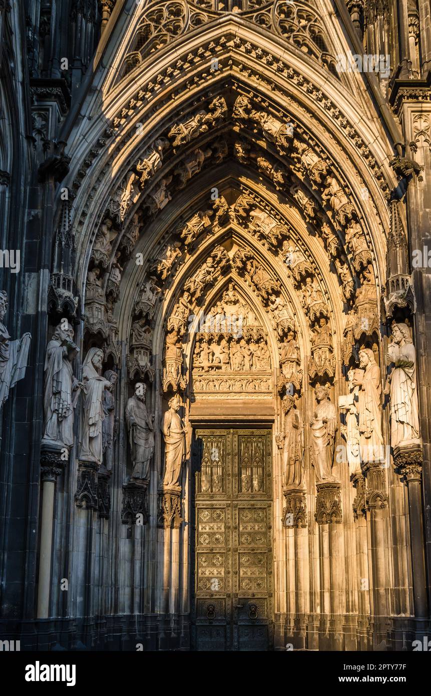 Architectural detail of the famous Gothic cathedral in Cologne, North ...
