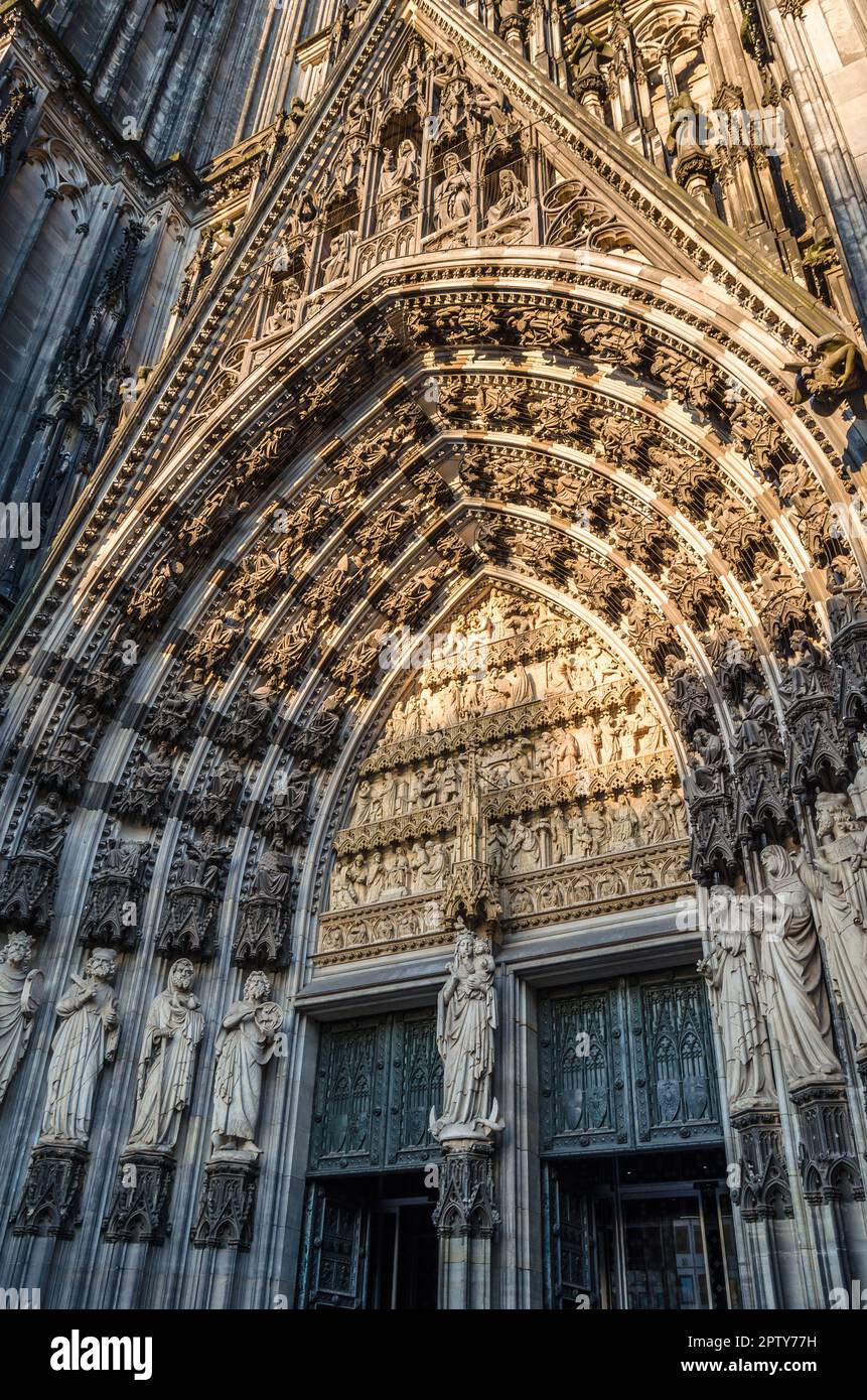 Architectural detail of the famous Gothic cathedral in Cologne, North ...