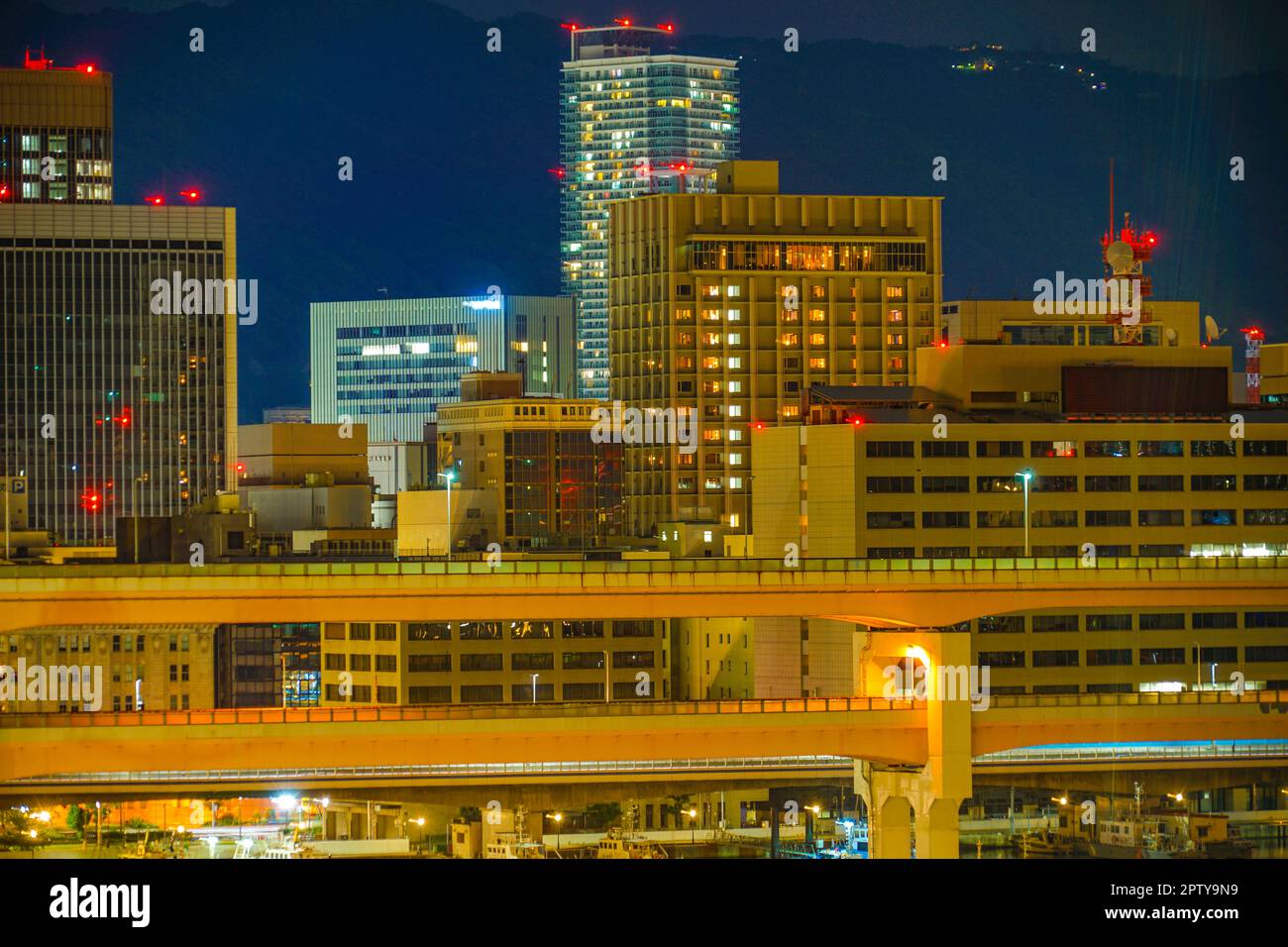 Image of town of Kobe City Night. Shooting Location: Kobe city, Hyogo Pref Stock Photo - Alamy