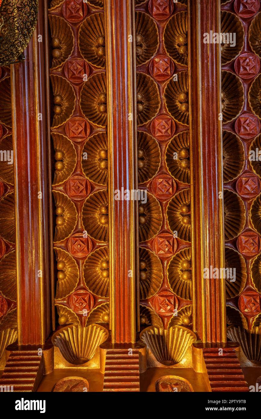 Detail of an ornate ceiling inside the Casa Vicens designed by Gaudi ...
