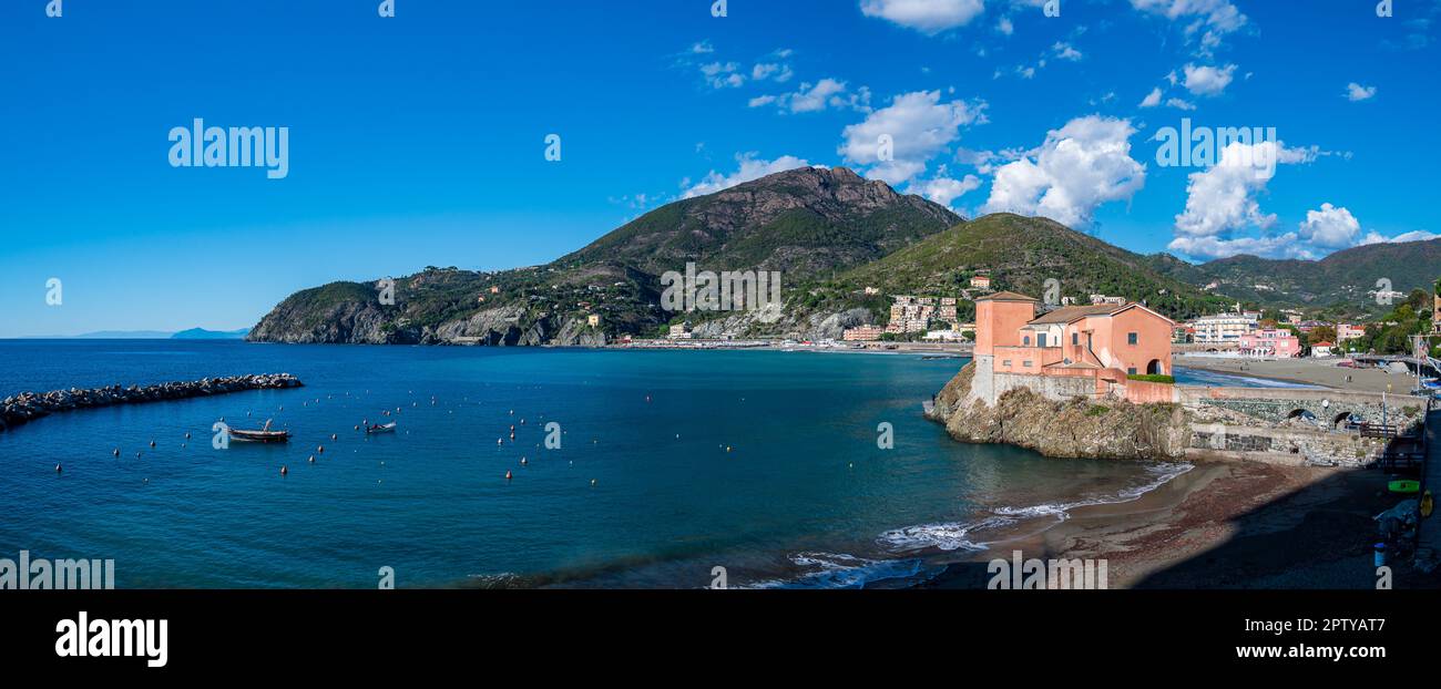 View of the gulf of Levanto in the Italian Riviera, near Cinque Terre ...