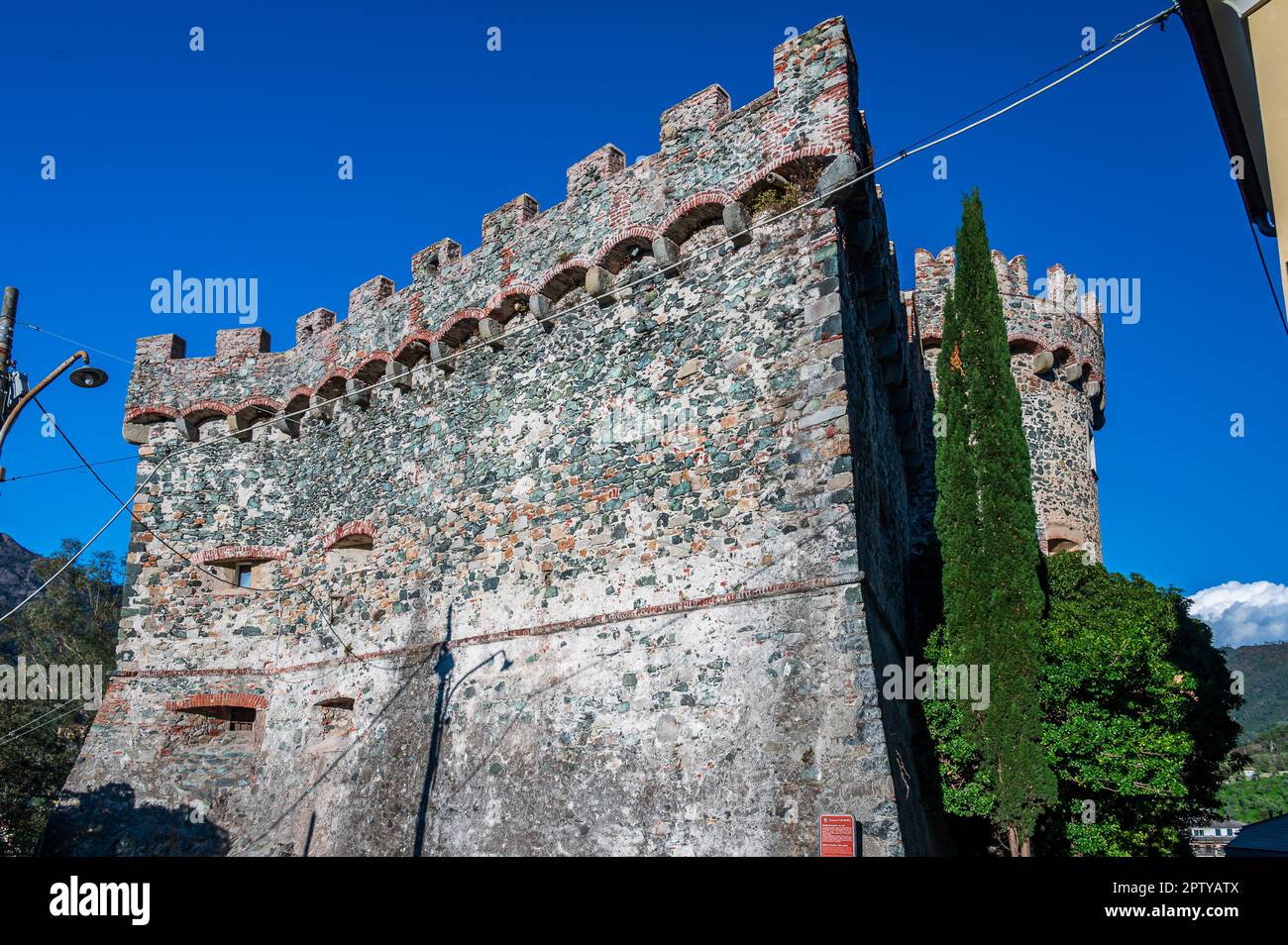 Medieval castle in the village of Levanto, on the Italian Riviera Stock ...