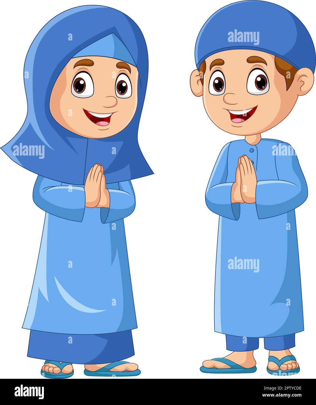 Happy Muslim girl and boy cartoon Stock Vector Image & Art - Alamy