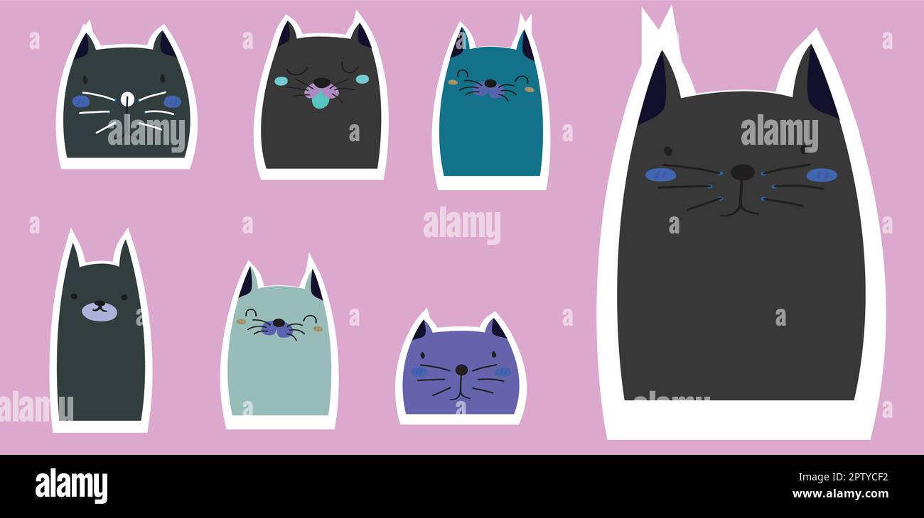 Cute face kitten cat printable sticker Stock Vector Image & Art - Alamy