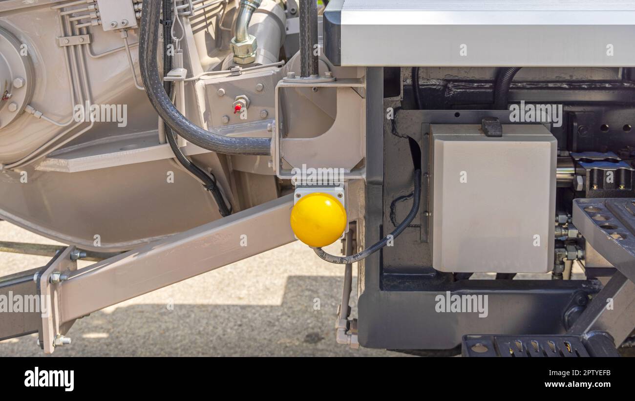 Big Yellow Horn Siren Button at Cement Mixer Pump Construction Machine ...