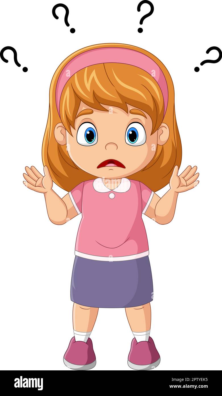 Surprised little girl about question mark over head Stock Vector Image ...