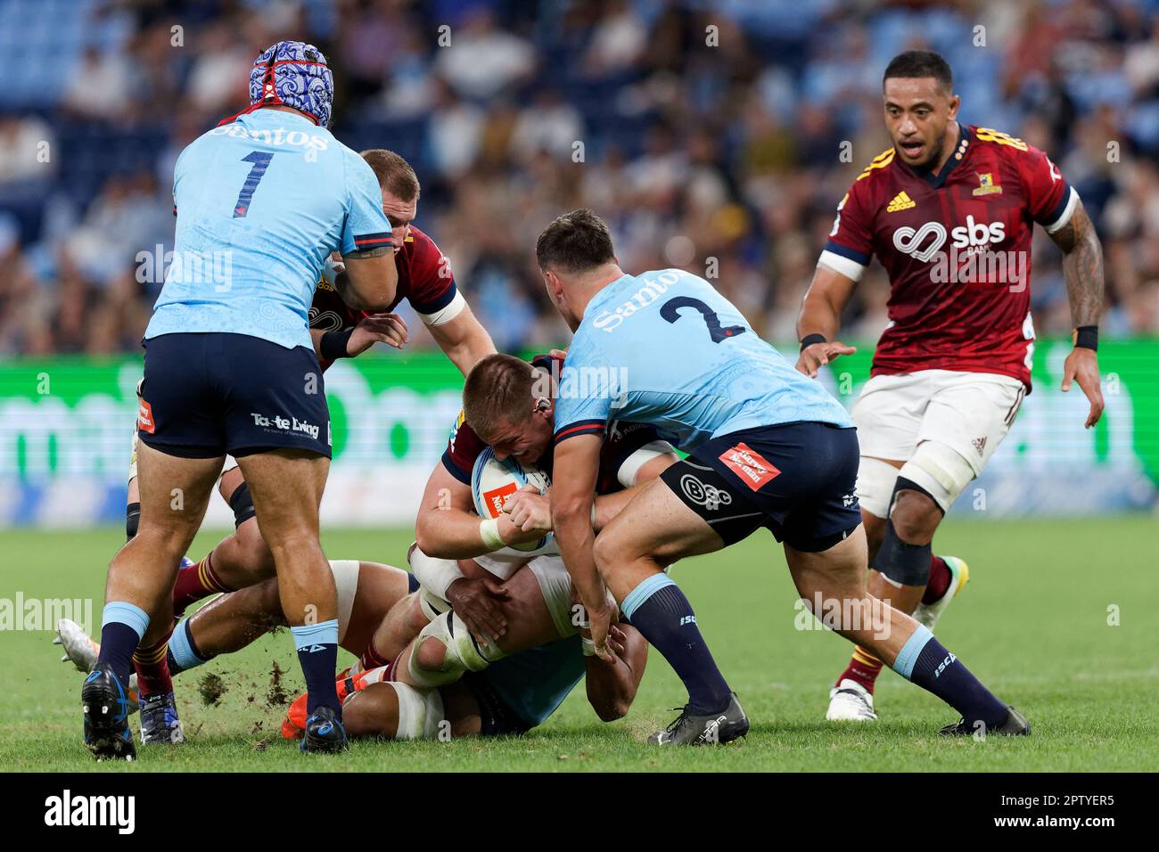 Sydney, Australia. 28th Apr, 2023. Fabian Holland of the Highlanders is ...