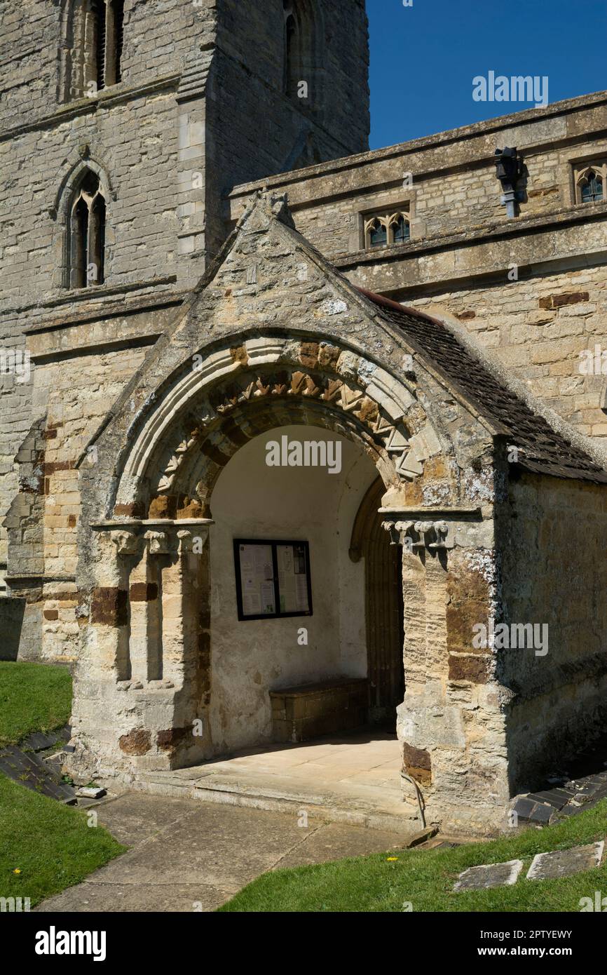 The south porch, St. Mary`s Church, Great Addington, Northamptonshire ...