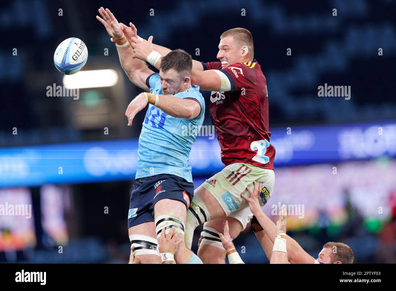 Sydney, Australia. 28th Apr, 2023. Jed Holloway of the Waratahs wins ...